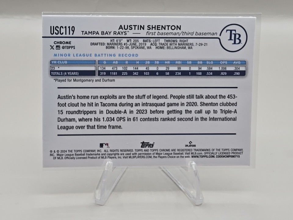 2024 Topps Chrome Update Series - X-Fractor #USC119 Austin Shenton (RC ...