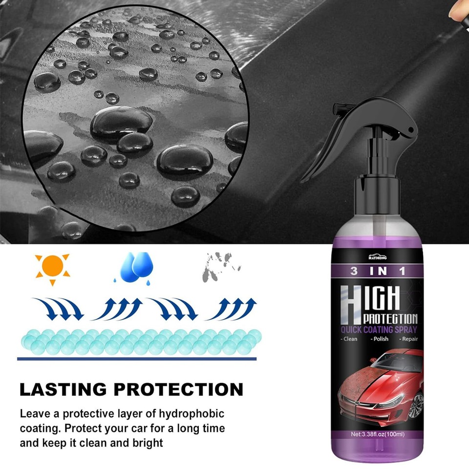 3x100ml High Protection Quick Car Ceramic Coating Spray 3 in 1 -Fast ...