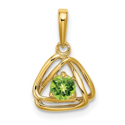 14K Yellow Gold Peridot Triangle Pendant | eBay
