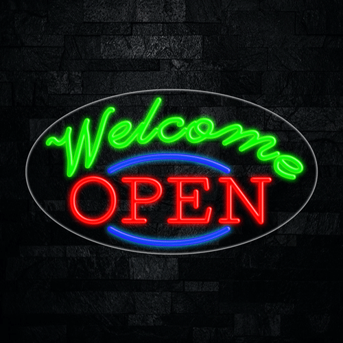 Welcome Open LED Neon Sign 28"L x 16"H #34466 | eBay