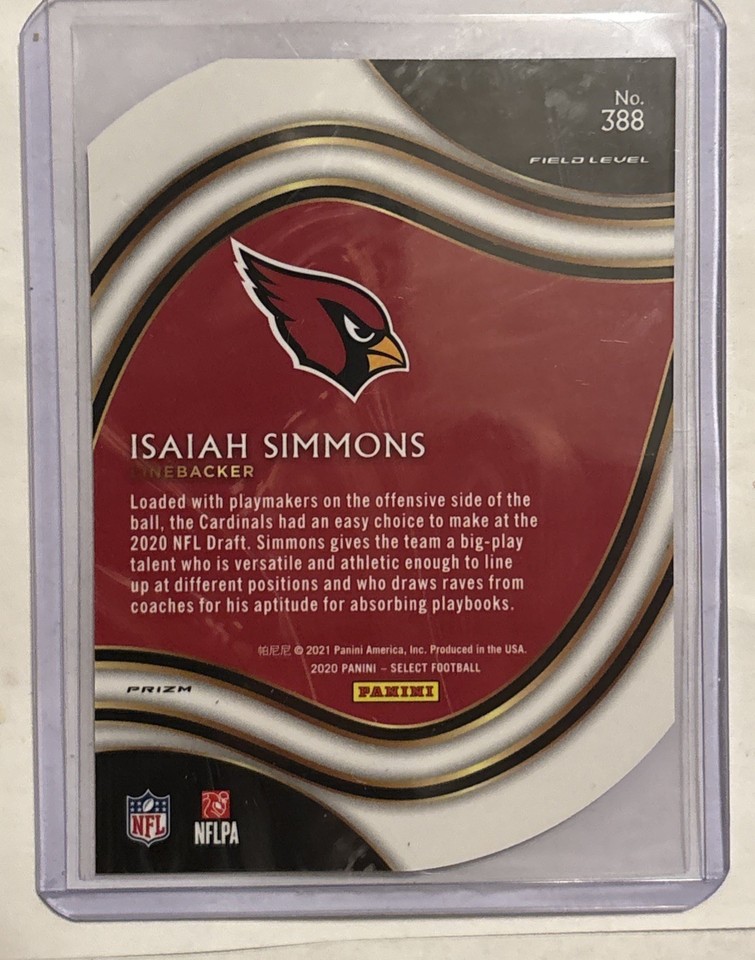 Isaiah Simmons 2020 Select Field Level RC Maroon Prizm Die-cut ...