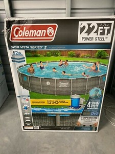 Coleman 22ft x 52in Power Steel Swim Vista II Swimming Pool Above ...