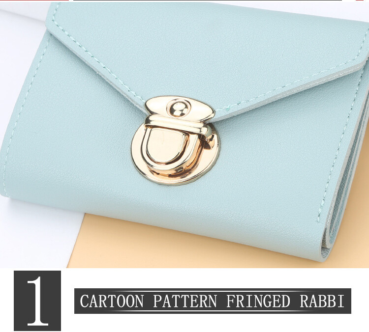 Small Leather Compact Bifold Button Pocket Wallet Card Case Purse with ...