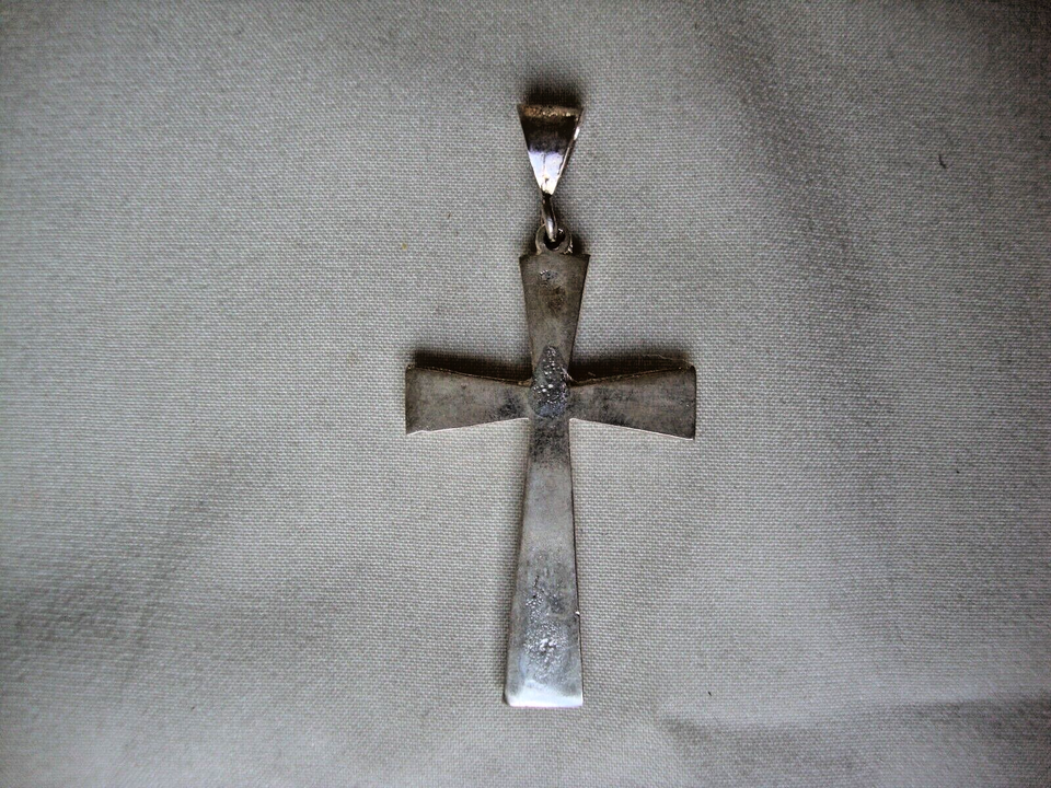 Vintage Large Impressive Cross W/ Diamond Cuts Sterling Silver Stamp ...
