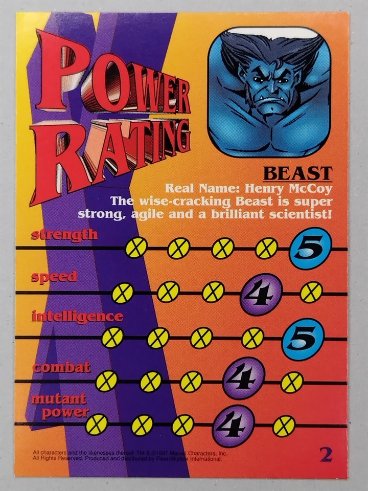 BEAST X-MEN Card 1997 TCG Skybox Marvel Characters Vintage #2 From ...