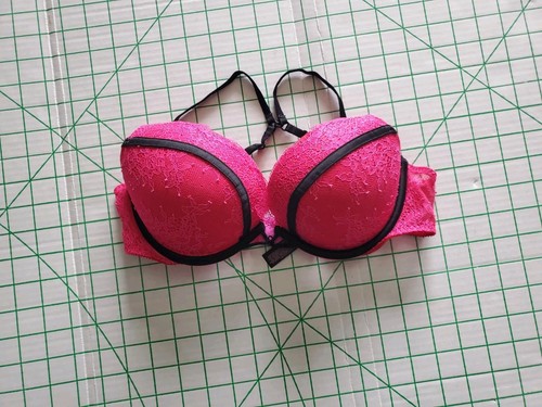 Victorias Secret Very Sexy Push Up Bra Size 36 C Hot Pink Lace ...
