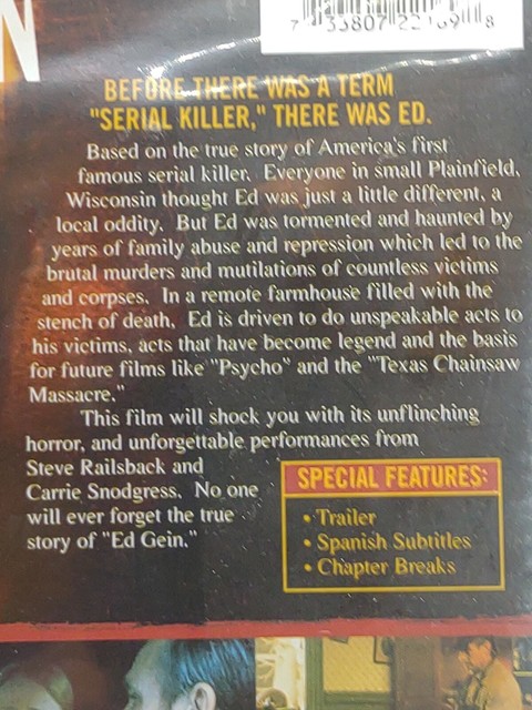 Ed Gein DVD 2001 Steve Railsback for sale online | eBay