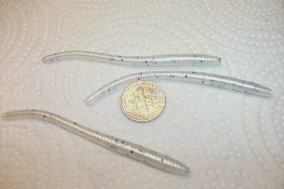 70-3"-GLOW-crappie-trout-panfish-worms-bait-lures-soft jigs-grubs-scent ...