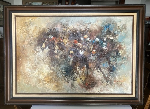 Abstract Oil Painting “Horse Race at Del Mar Ca” By Edward Barton ...
