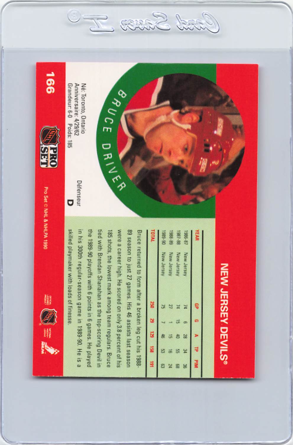 1990/91 Pro Set #166 Bruce Driver Devils Signed Auto *J6694 | eBay