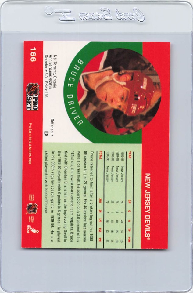 1990/91 Pro Set #166 Bruce Driver Devils Signed Auto *J6694 | eBay