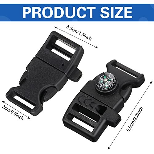 50 Pack Paracord Buckles Clips Whistle Buckle Compass Fire Starter for ...