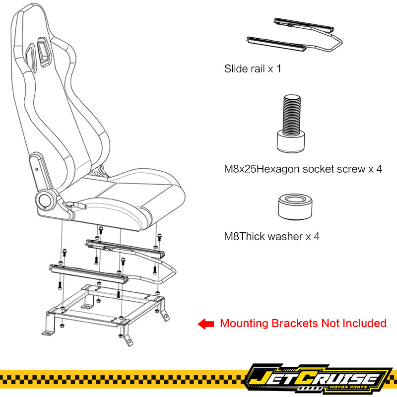 Universal Pair Reclinable Racing Seats & Dual Sliders Carbon PU Leather ...