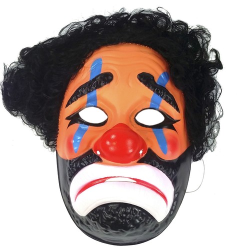 Sad Clown Full Face Mask with Hair Circus Costume Accessory Halloween ...