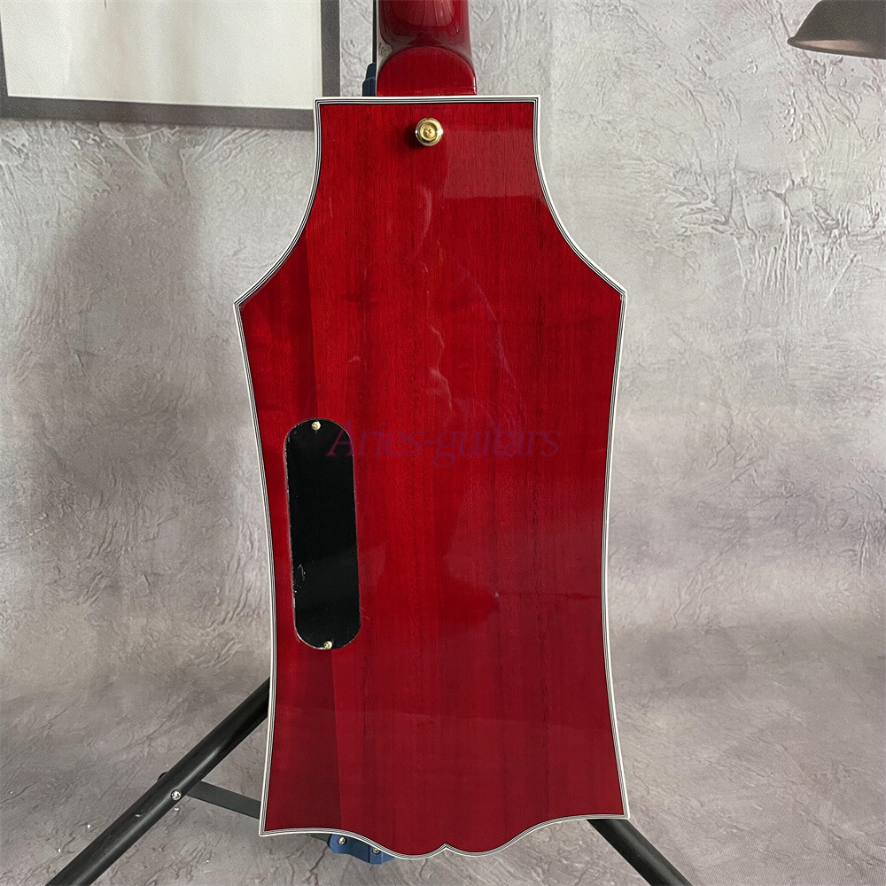 Custom Inverted Red Electric Guitar Special Shape Solid Body HH T-O-M ...