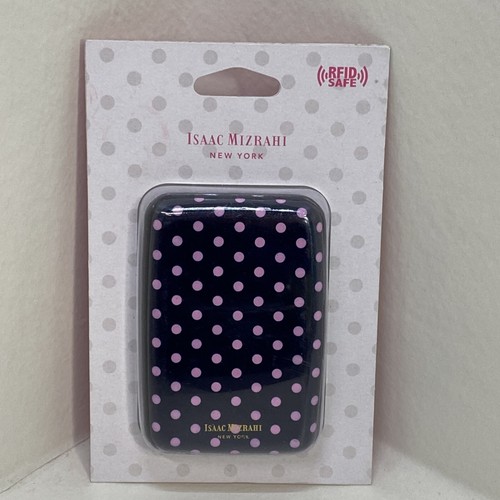 Isaac Mizrahi aluminum security wallet, unopened-Black With Pink Polka ...