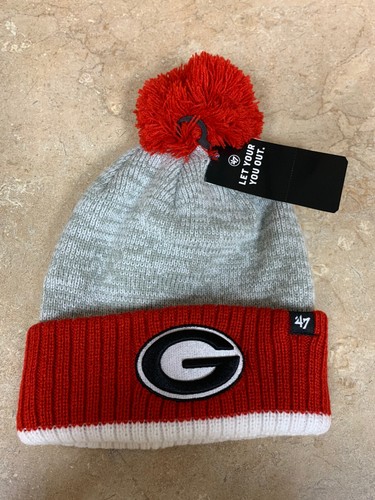 NEW W TAGS-Georgia Bulldogs Grey Red Knit ‘47 Winter Pom Unisex Beanie ...