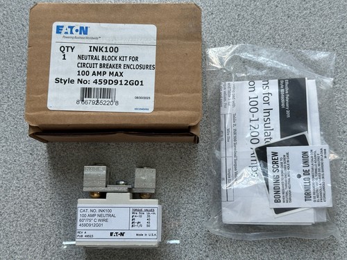 NEW Eaton Cutler Hammer INK100 100 Amp Neutral Block Kit for Breaker ...
