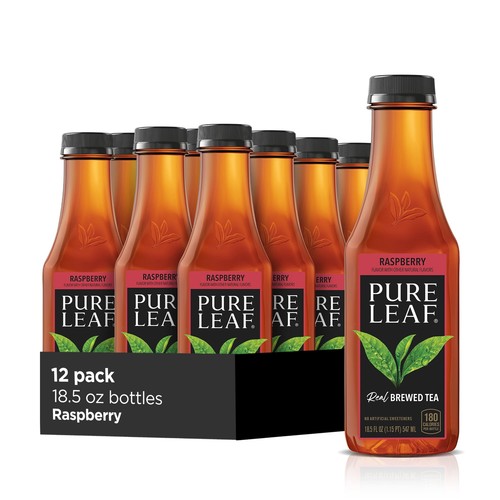 Lipton Pure Leaf Raspberry Iced Tea Bottled Tea Drink 18.5 Fl Oz 12 ...