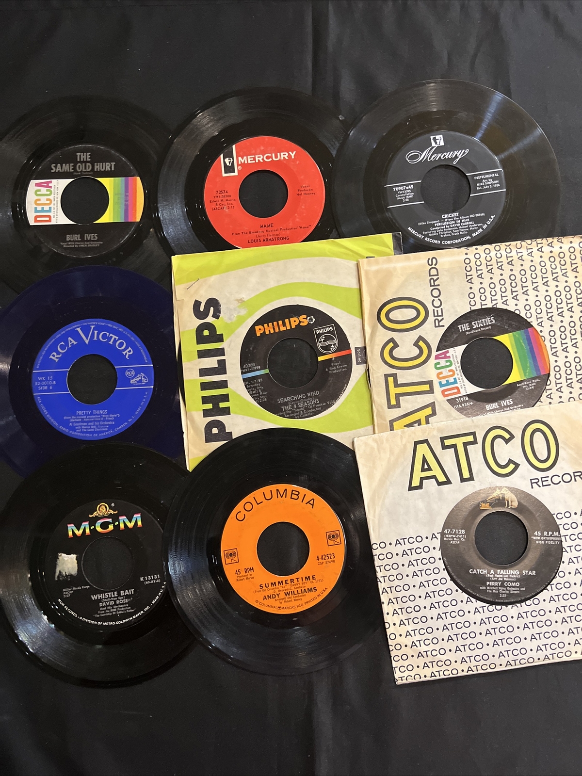 Vintage 45 RPM Records Mixed Lot of 9 Records 1950's, 60's &70's - Lot ...