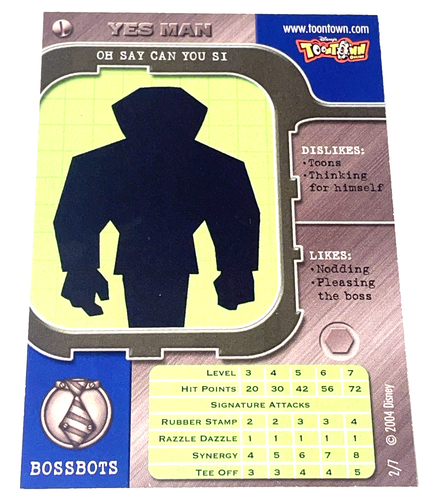 Toontown Online Trading Card Yes Man The Cogs Bossbots Disney 2/7 2004 ...