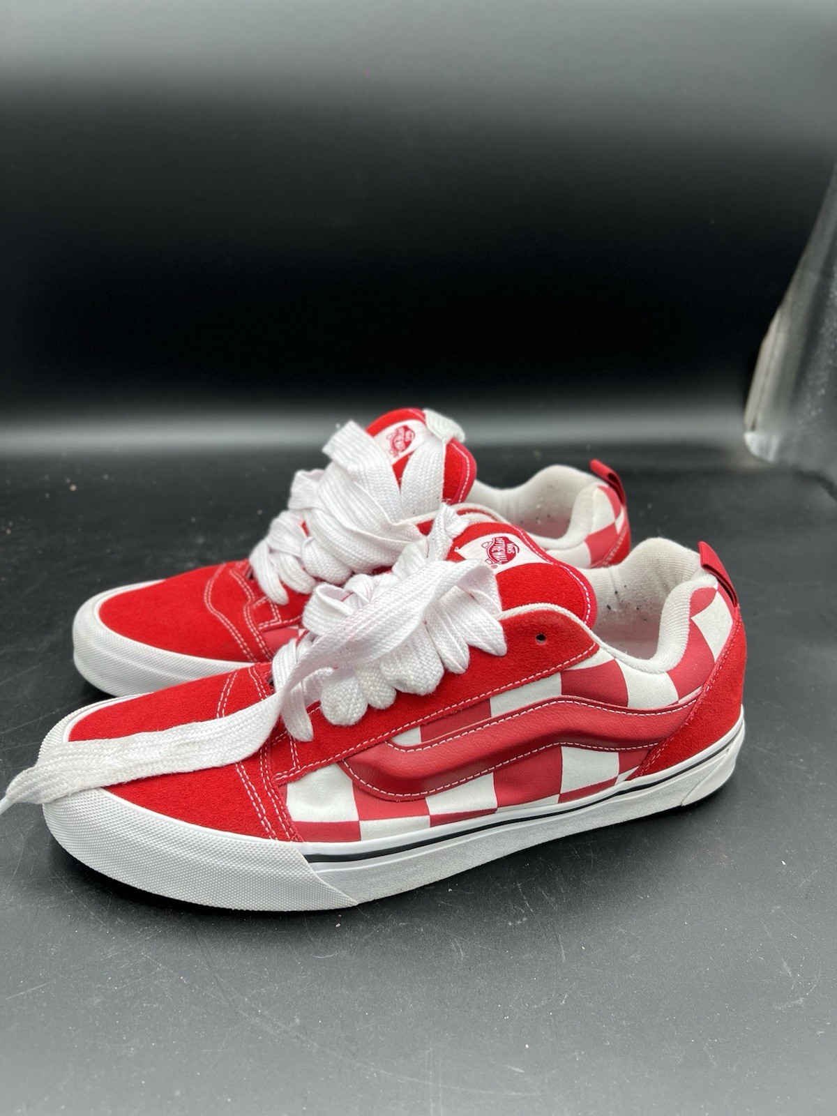 Vans Knu Skool Shoes - Mega Check Red - Gem