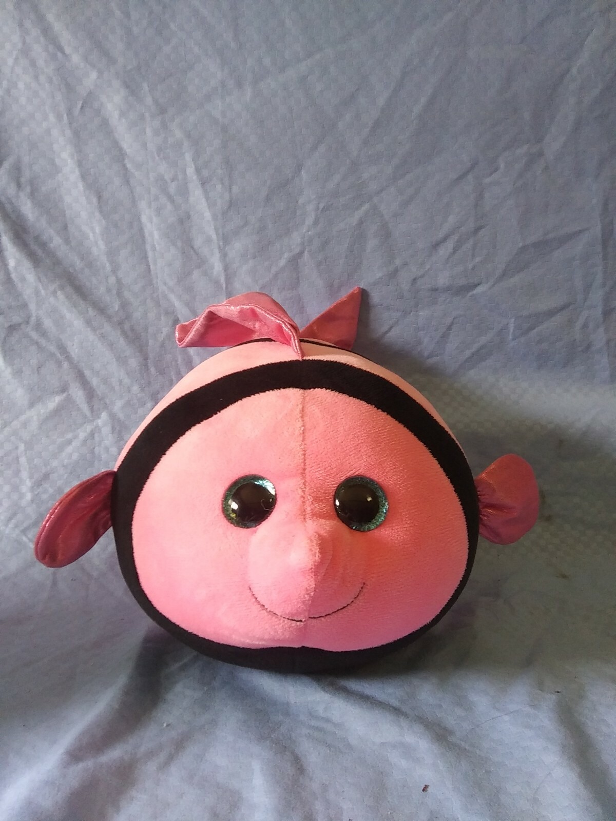 2012 TY Beanie Boo Bubbles 12" tall Large Plush pink and black fish | eBay