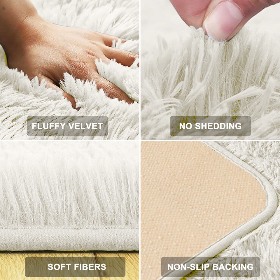 Shaggy Fluffy Area Rug Anti Skid Living Room Bedroom Carpet Ultra Soft ...
