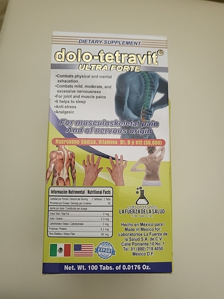 Dolo tetravit Ultra Forte Suplemento Nutricional - 100 Tabs | eBay