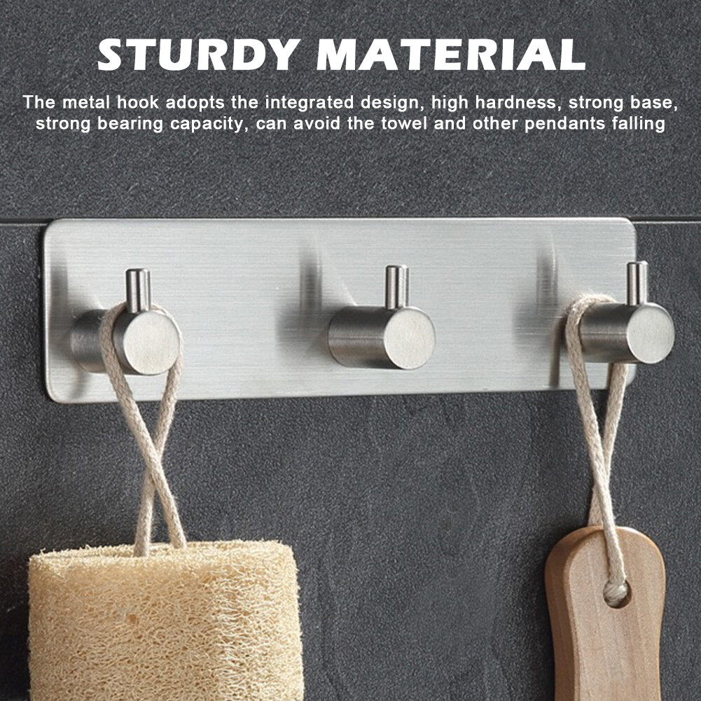 Bedroom Coat Hook Entrance Stainless Steel Bathrobe SelfDorm 3 Hangers ...