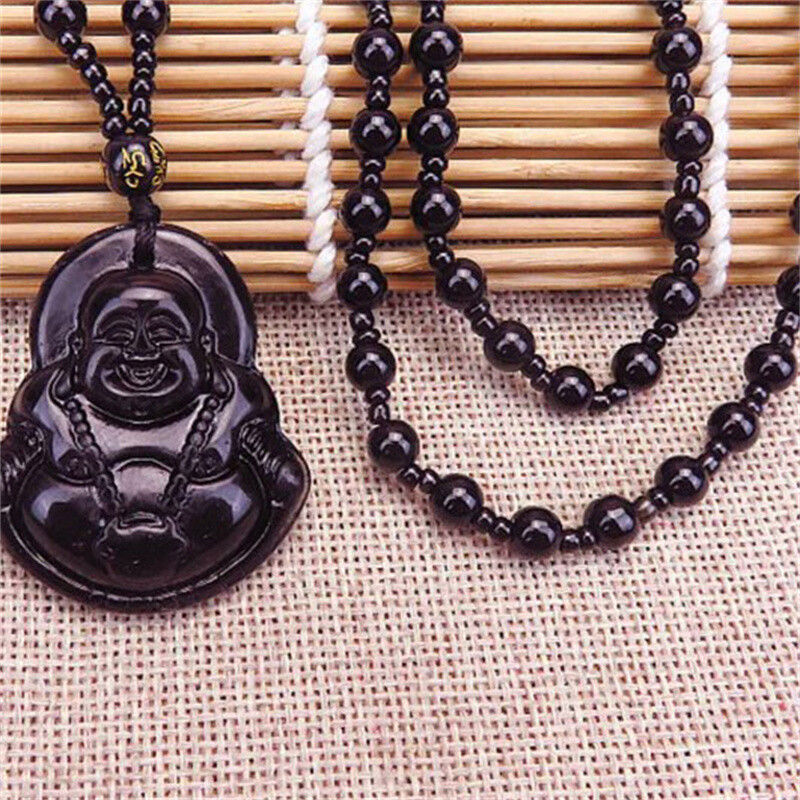 Black Green Buddha Pendant Necklaces Women Amulet Chinese Style ...