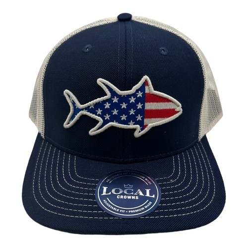 NWT Local Crowns Tuna Fish Collection USA Snapback Trucker Fishing Flag ...