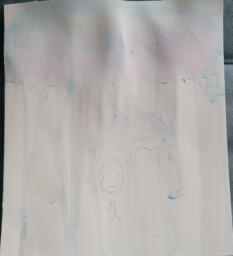 Cute, peaceful stickman in rain (Watercolor painting!) Stickman with an ...