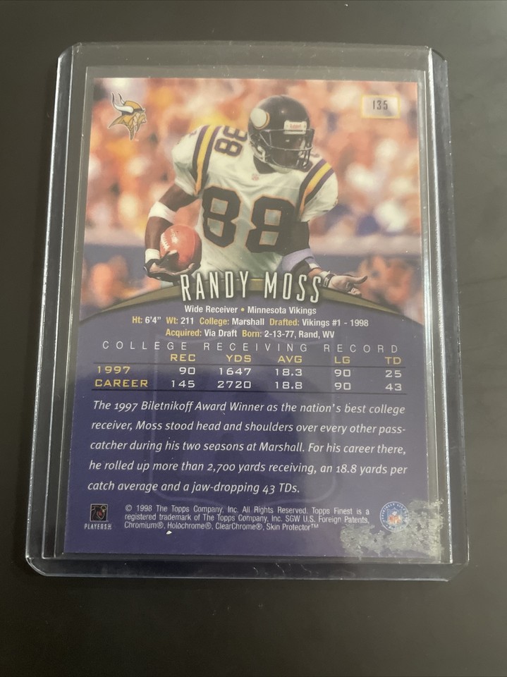 1998 Topps Finest Randy Moss ROOKIE CARD | eBay