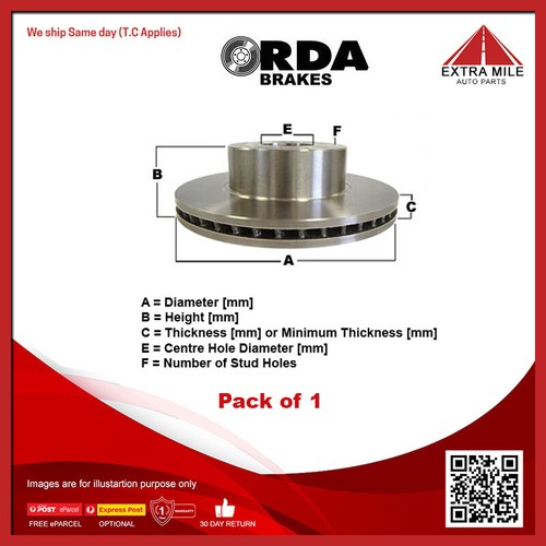 RDA Front Slotted & Dimpled Disc Brake Rotor Vented 276mm - RDA7866D ...
