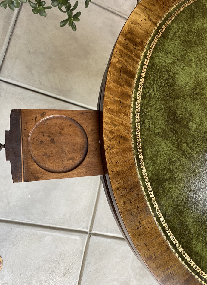 Card Game Table Drexel Heritage, Green Leather Top With Gold Trim | eBay