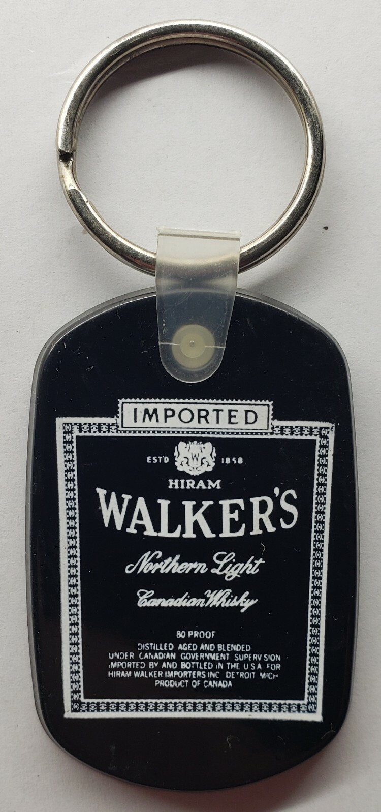 VINTAGE HIRAM WALKERS NORTHERN LIGHT CANADIAN WHISKEY KEYRING KEYCHAIN ...