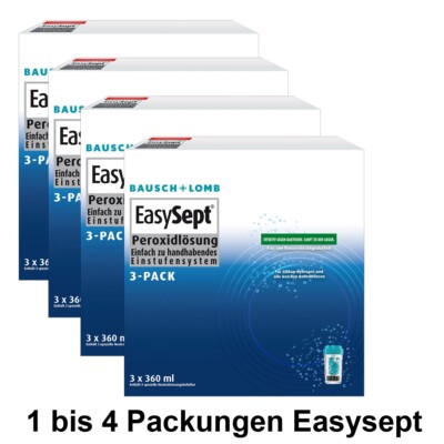 1,2,3 oder 4 x EasySept 3-Pack a 3 x 360ml Peroxidlösung von Bausch ...