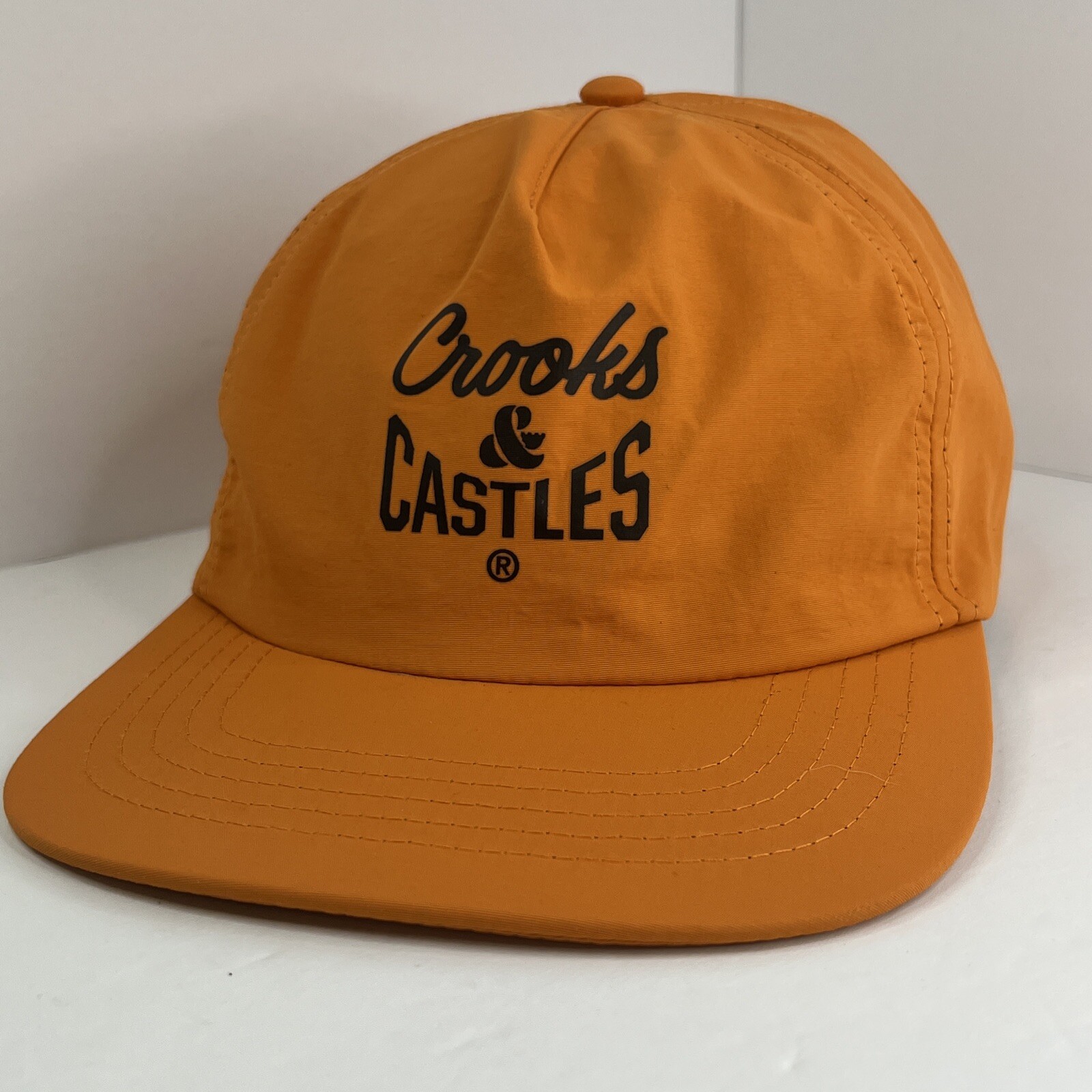 Rare HTF Orange Nylon Crooks And Castles Snapback Hat - Gem