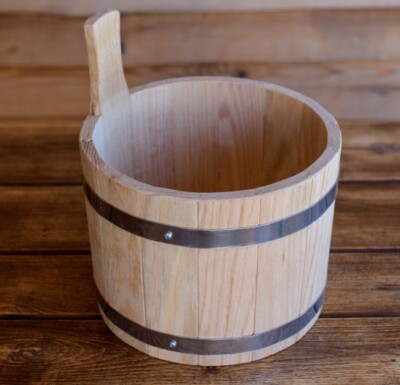 1.3Gal (5 liters)Sauna Oak Wooden Bucket Bottomless Ladle SPA Russian ...