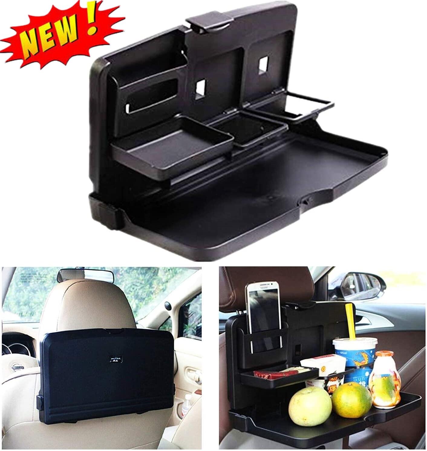Car Universal Seat Back Rear Table Drink Food Cup Tray Holder Desk ...