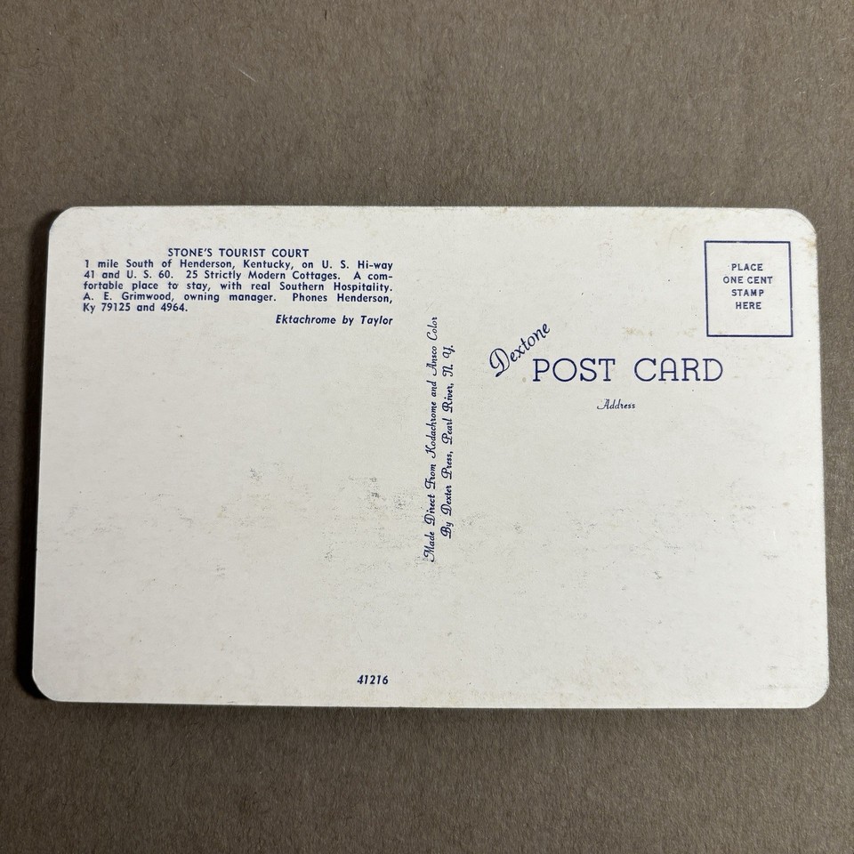 Stone's Tourist Court Cabins Texaco Gas Henderson KY FABVINTY BARGAIN ...