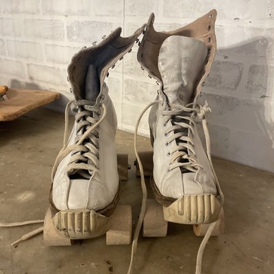 1950s Vintage Hyde Leather Roller Skates Chicago Wood Wheels Size 7 | eBay