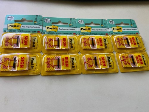 (Lot of 4) Post-It Yellow "Sign Here" Flags 1" x 1.7" 100 Per Pack 680 ...