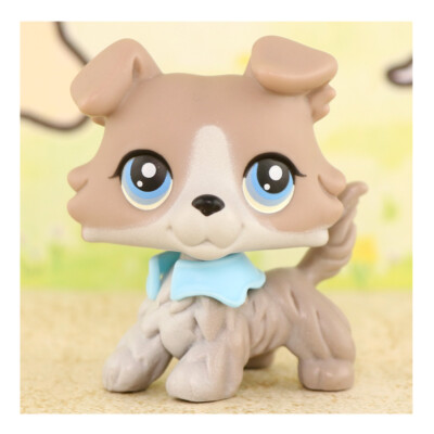 Mini Pets LPS Dog Toys Light Brown Grey Collie#67 Kids Gift Bobble Head ...