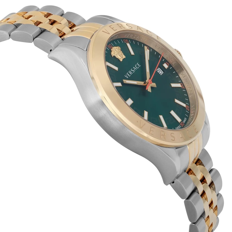 Versace Hellenyium Two-Tone Steel Green Dial Men Quartz Watch VEVK00620 ...