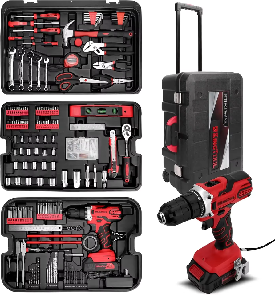 Home Tool Set Kit 286 PCS Home Auto Repair Tool Kit with Rolling Box ...
