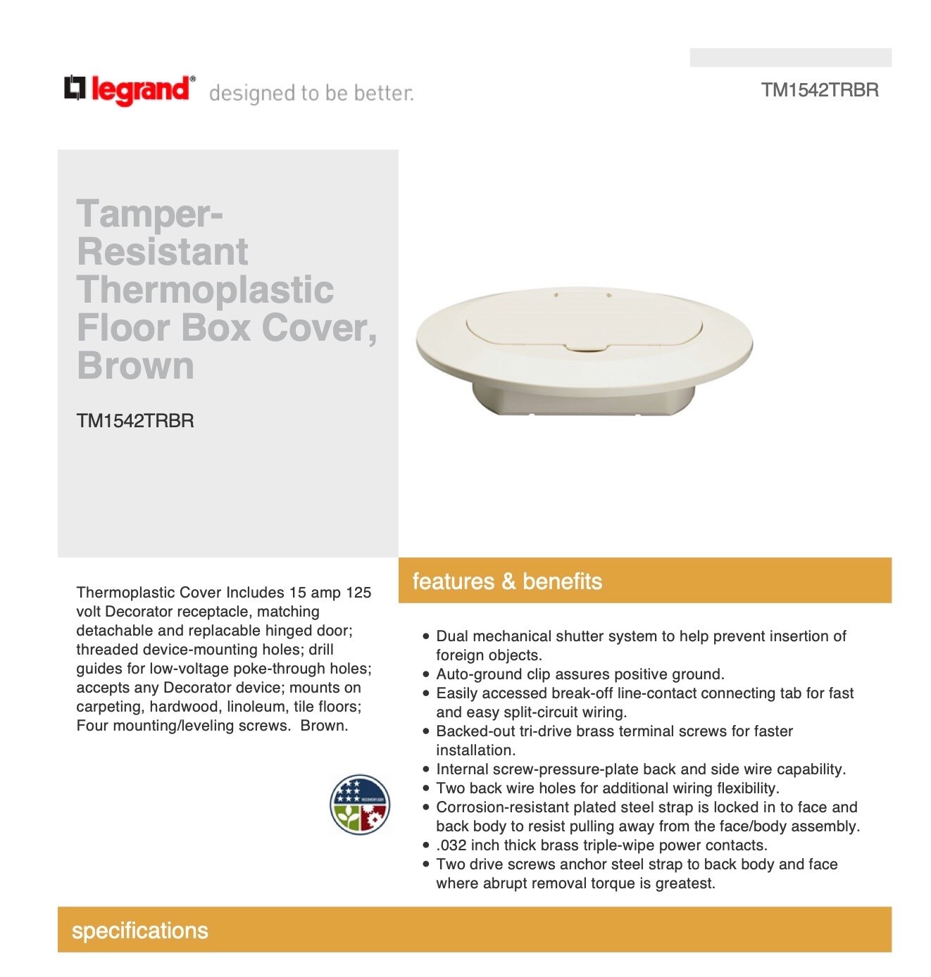 P&S TM1542-TR-BR BROWN PLASTIC COVER FOR FLOORBOX | eBay