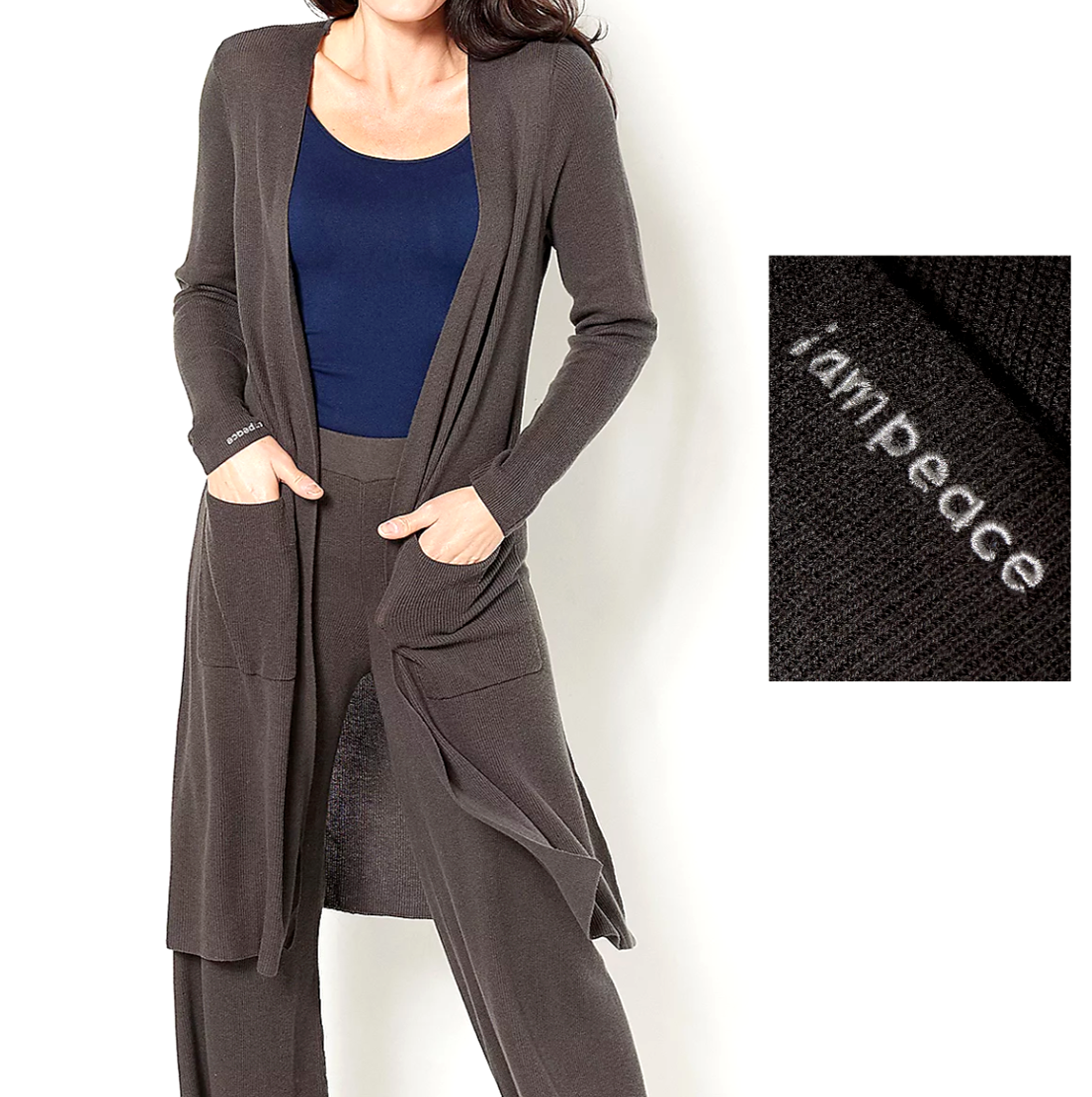 Peace Love World Ribbed Midi Cardigan- DARK PEWTER, 1X | eBay