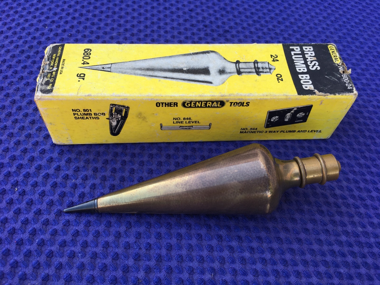 General Tool 24 OZ. BRASS PLUMB BOB in original box. NICE Excellent ...